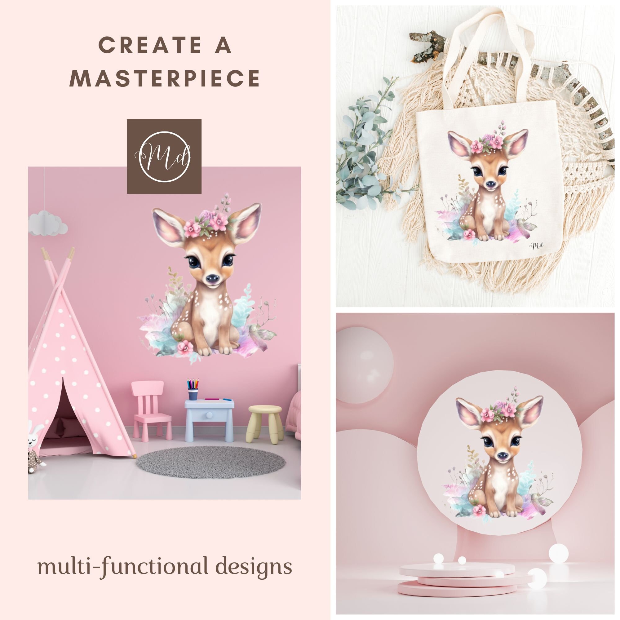 Cute Fawn Deer Printable Cartoon Clipart Bundle Instant - Etsy
