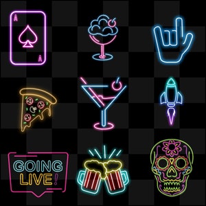 120+ Neon Clipart Designs Glowing Printable Images Instant Digital ...