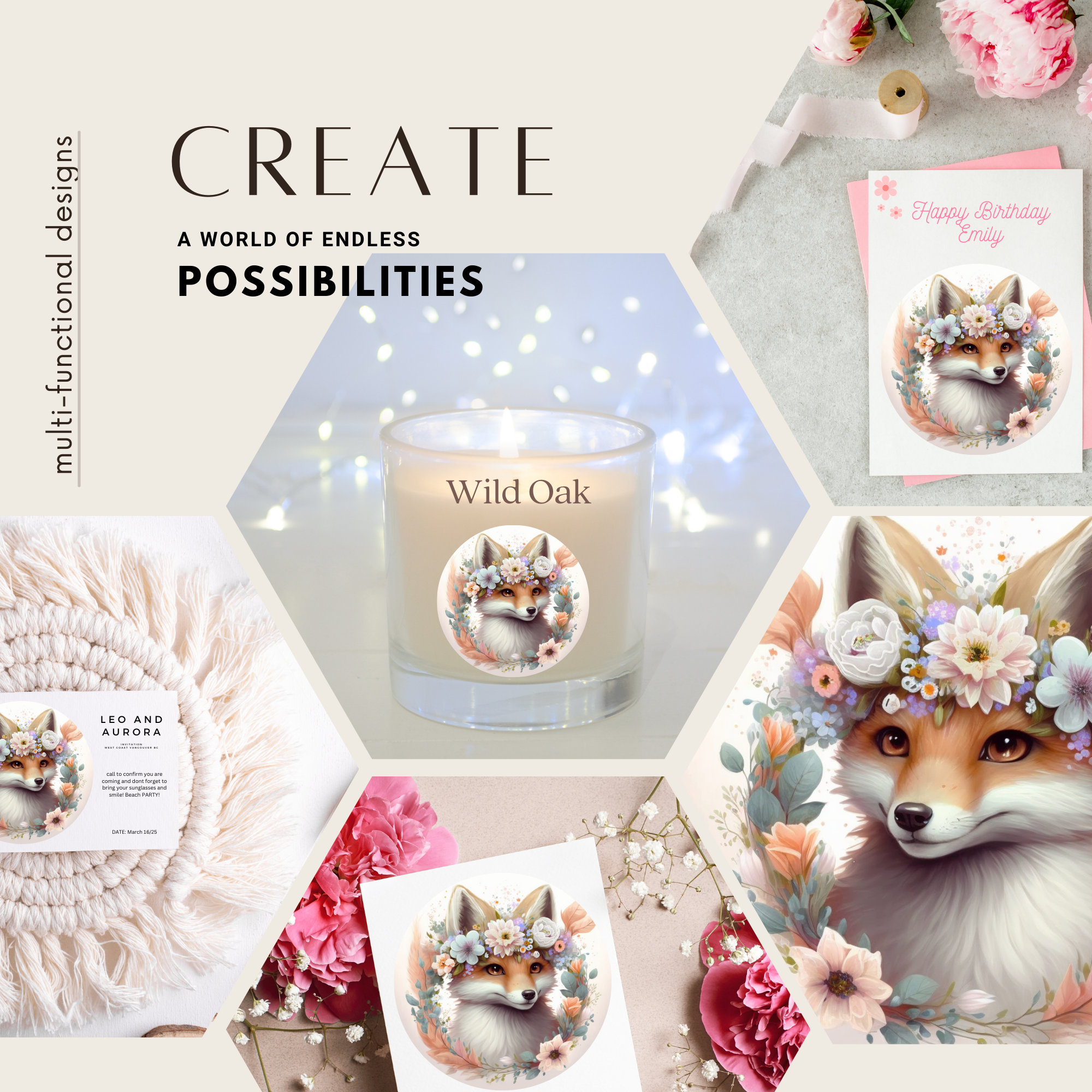 Floral Fox Clipart Bundle Printable Images Instant Digital - Etsy