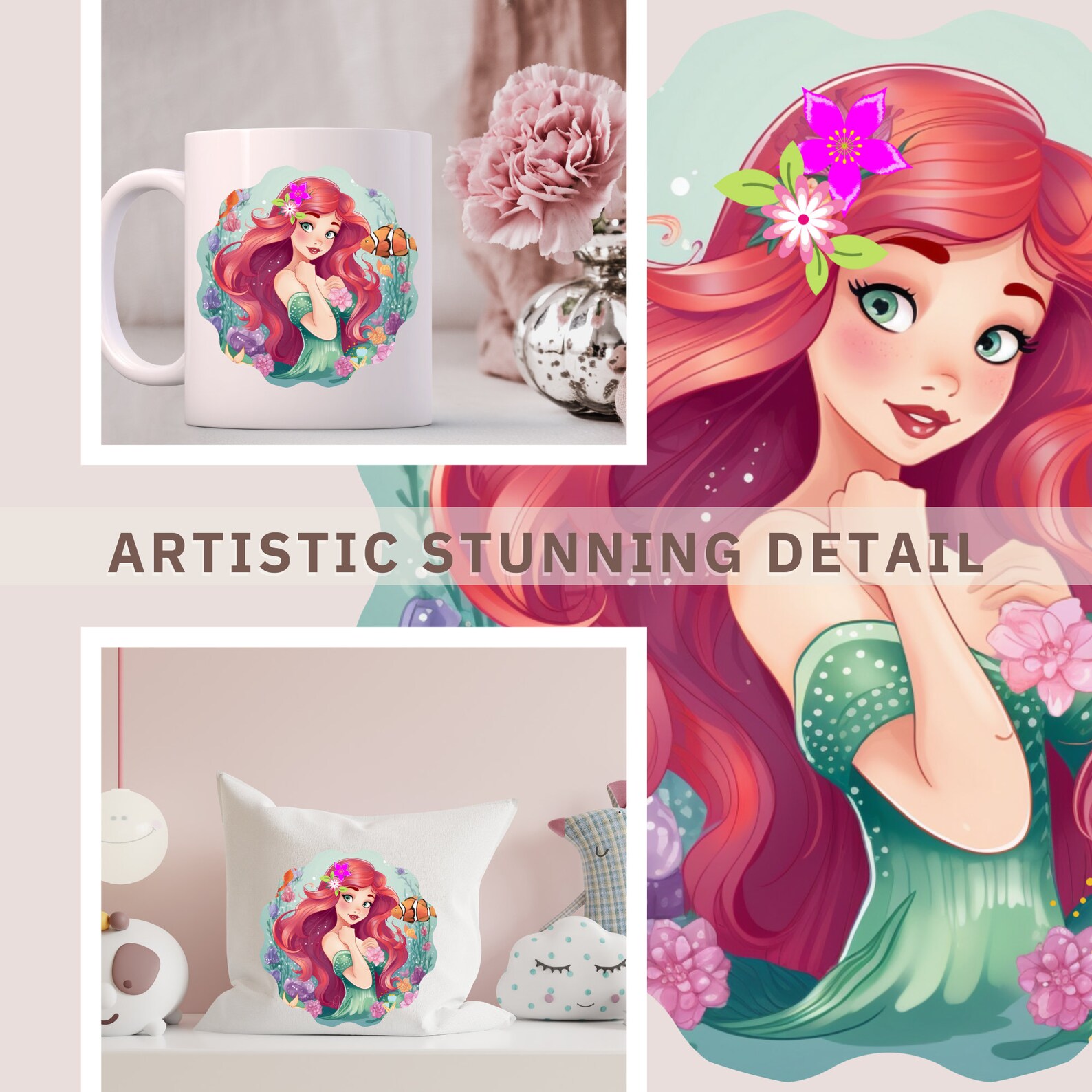 5 Cartoon Mermaids Printable Clipart Instant Digital Download Images - Etsy
