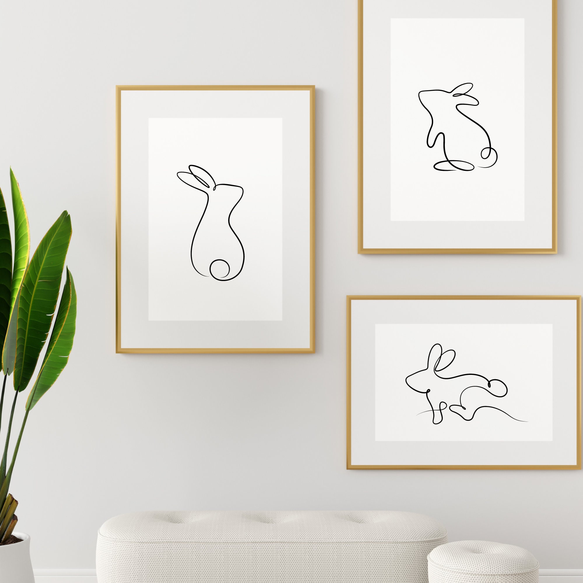 Bunny Rabbit Line Art Digital Clipart Images Printable Instant Download ...