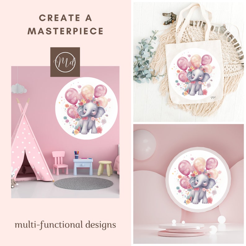 Kids Birthday Elephants Printable Clipart Designs Digital Instant ...
