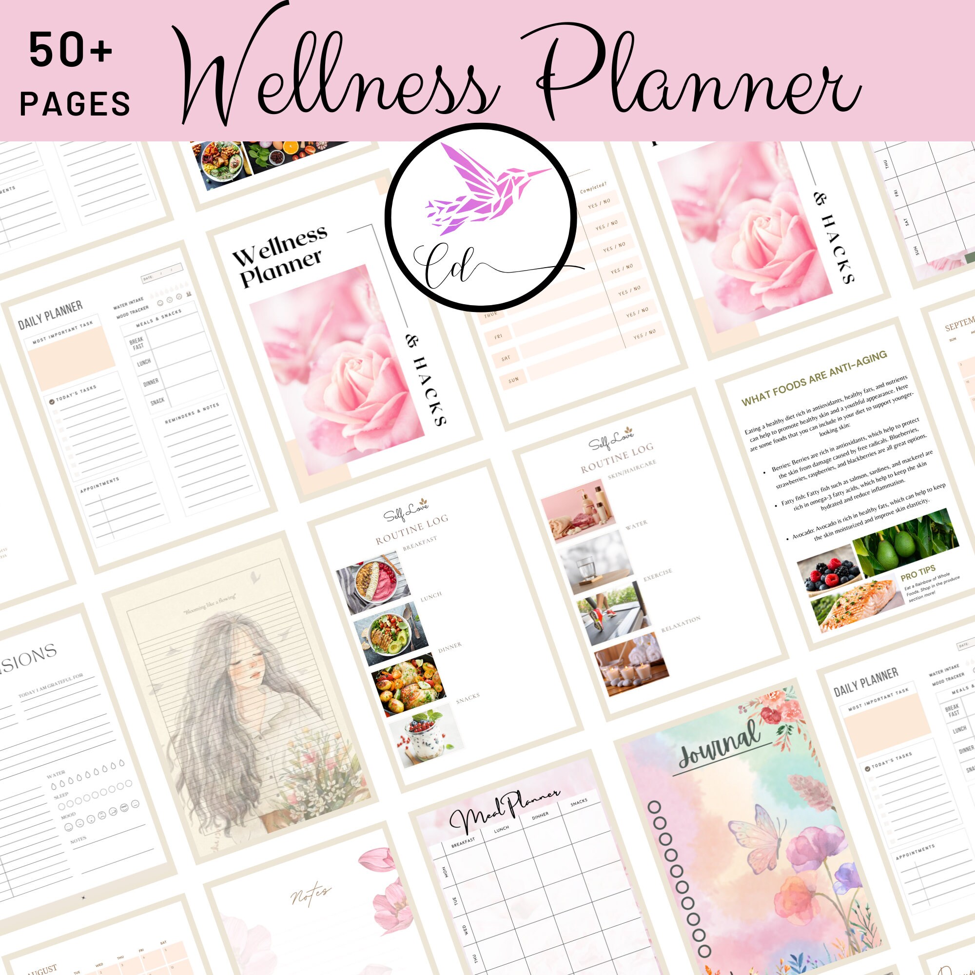 50 Page Printable Planner Meal Planner Exercise Planner - Etsy