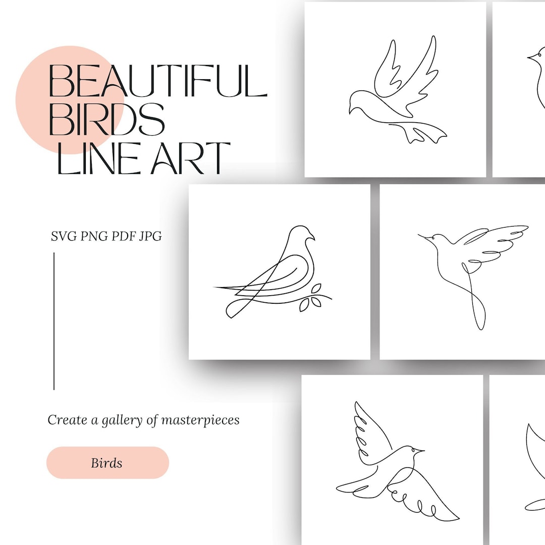Beautiful Birds Line Art Digital Designs Printable Instant Download ...
