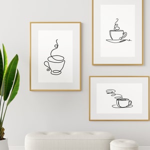 Coffee Latte Line Art Printable Clipart Images Instant Download Designs ...