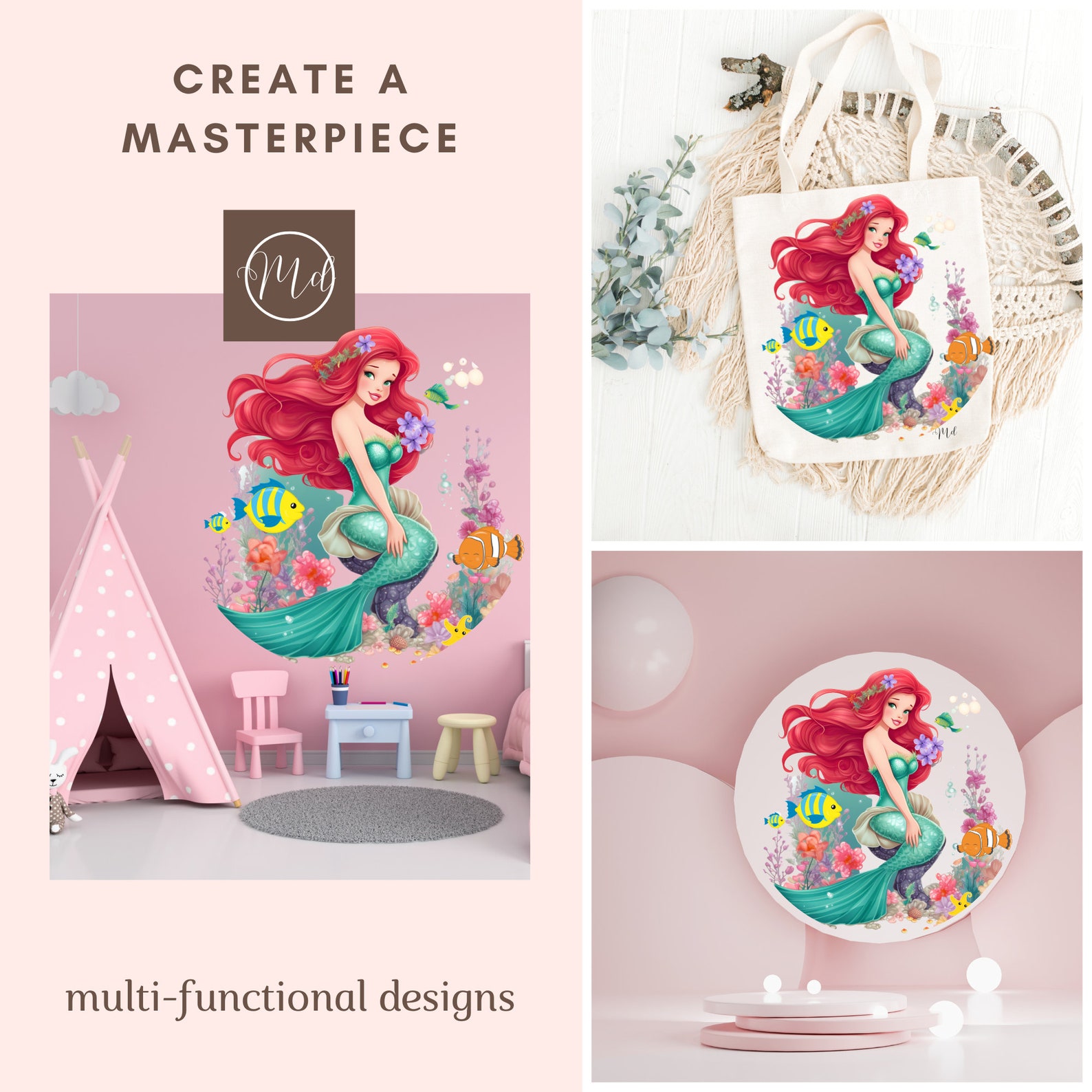 5 Cartoon Mermaids Printable Clipart Instant Digital Download Images - Etsy