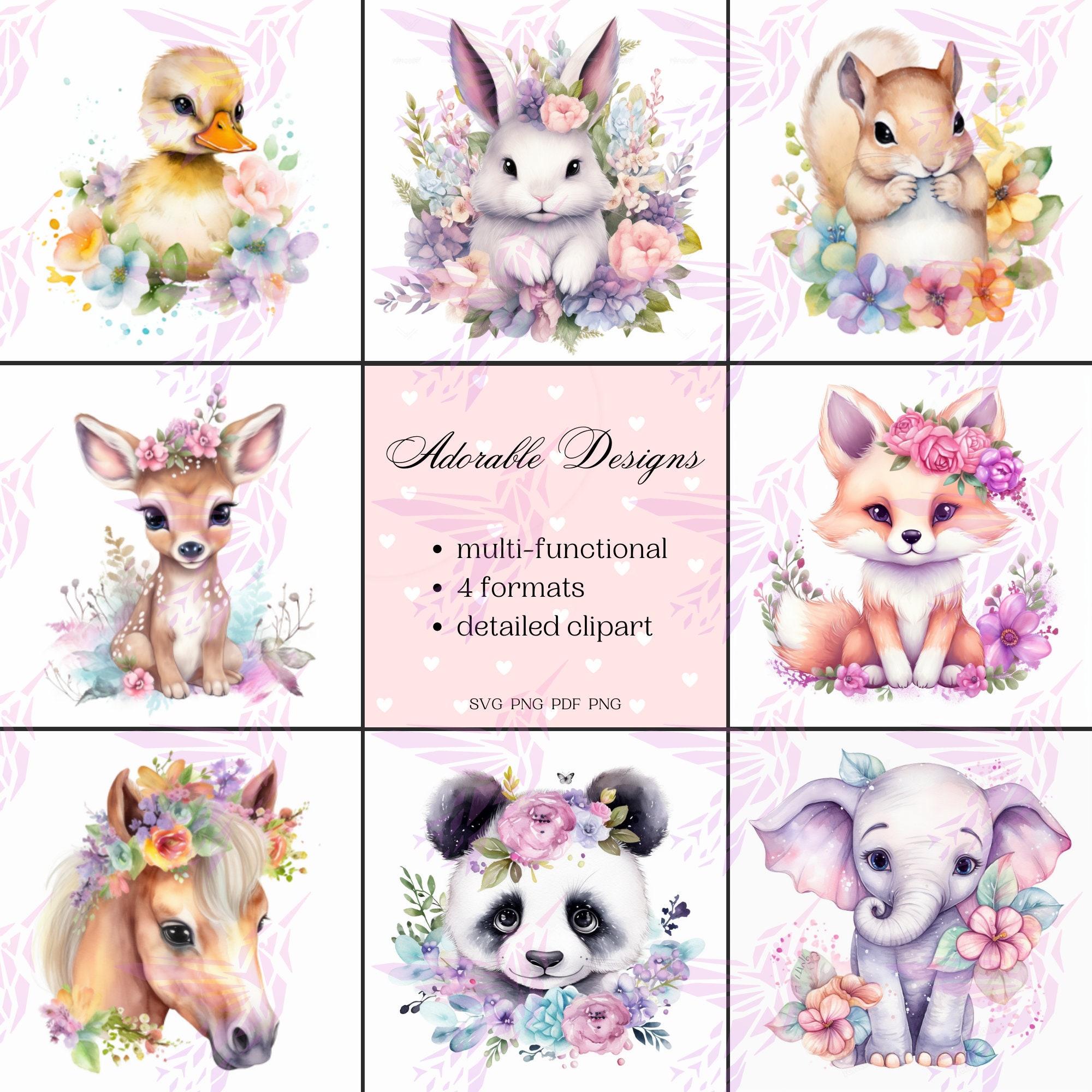 Cute Baby Animals Printable Digital Clipart Bundle Instant Download ...