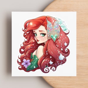 Red Haired Mermaid Cartoon Printable Clipart Image Instant Digital ...