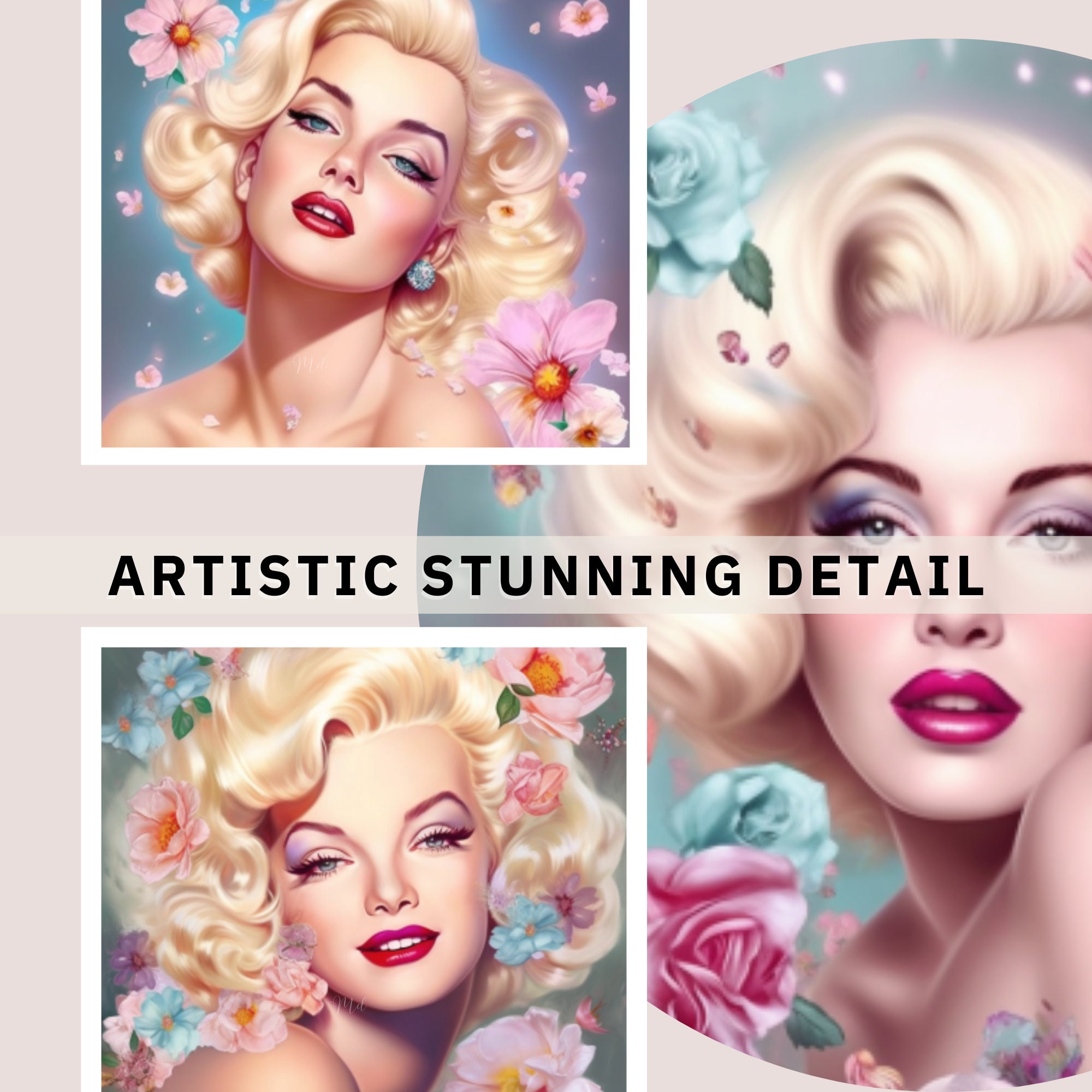 5 Artistic Woman Movie Stars Printable Clipart Designs Instant - Etsy