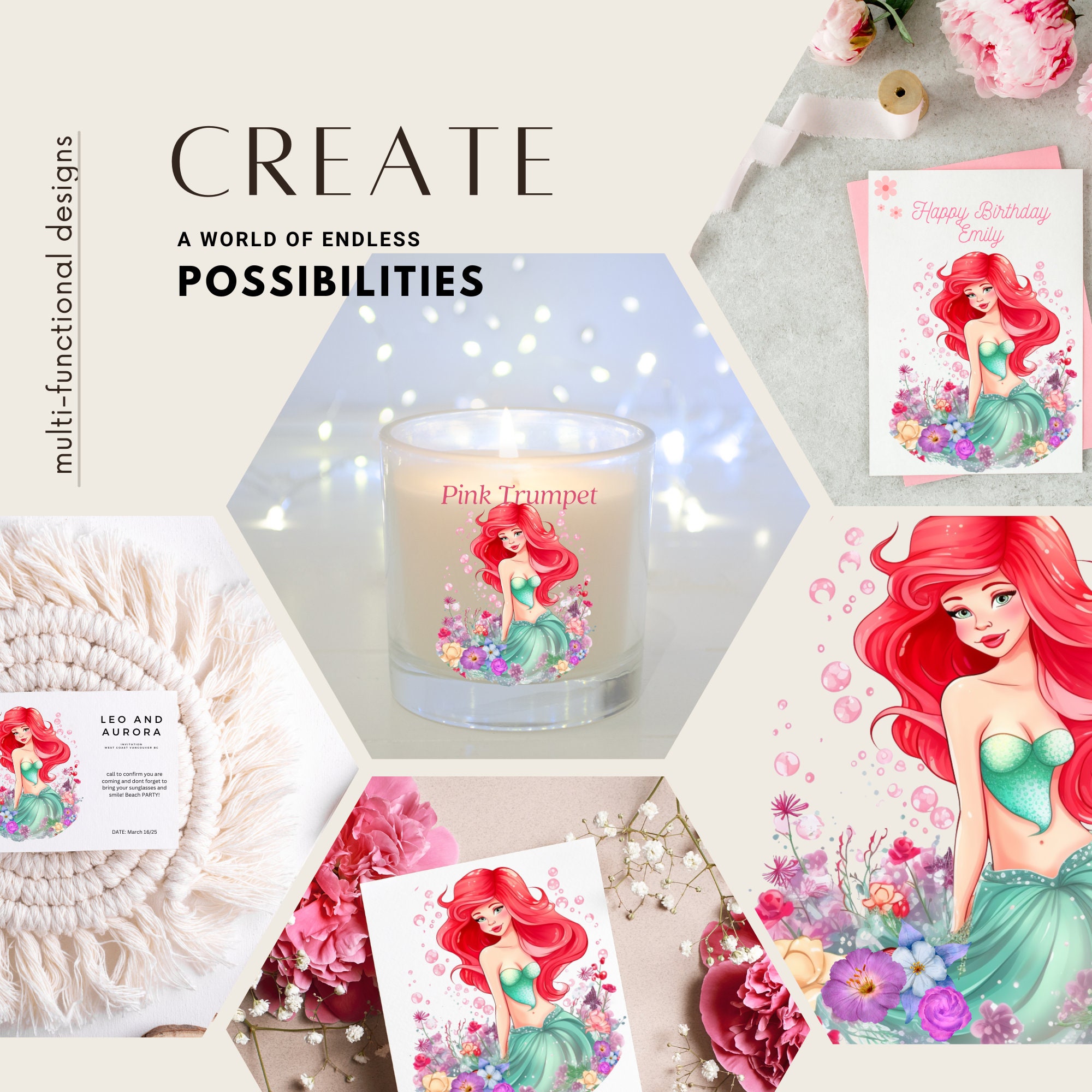 5 Cartoon Mermaids Printable Clipart Instant Digital Download Images - Etsy