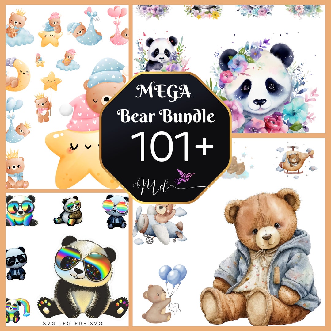 101+ Mega Bear Printable Clipart Bundle Instant Digital Download Images ...