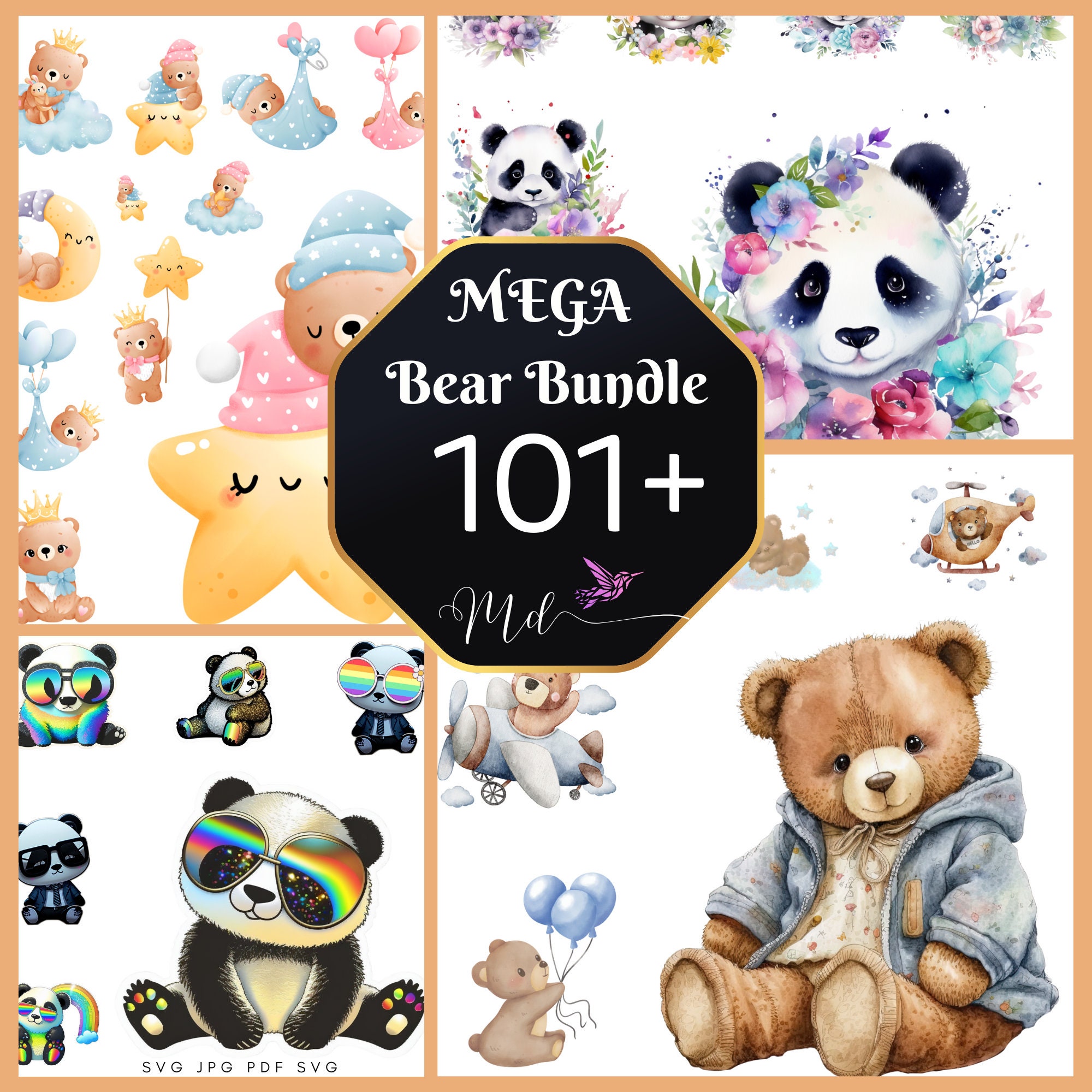 101 Mega Bear Printable Clipart Bundle Instant Digital - Etsy