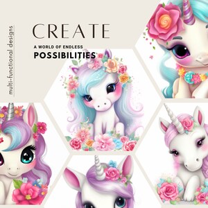 5 Magical Baby Unicorns Clipart Bundle Printable Instant Digital ...