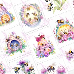 70 Spring Summer Bee Printable Clipart Images Instant Download Digital ...