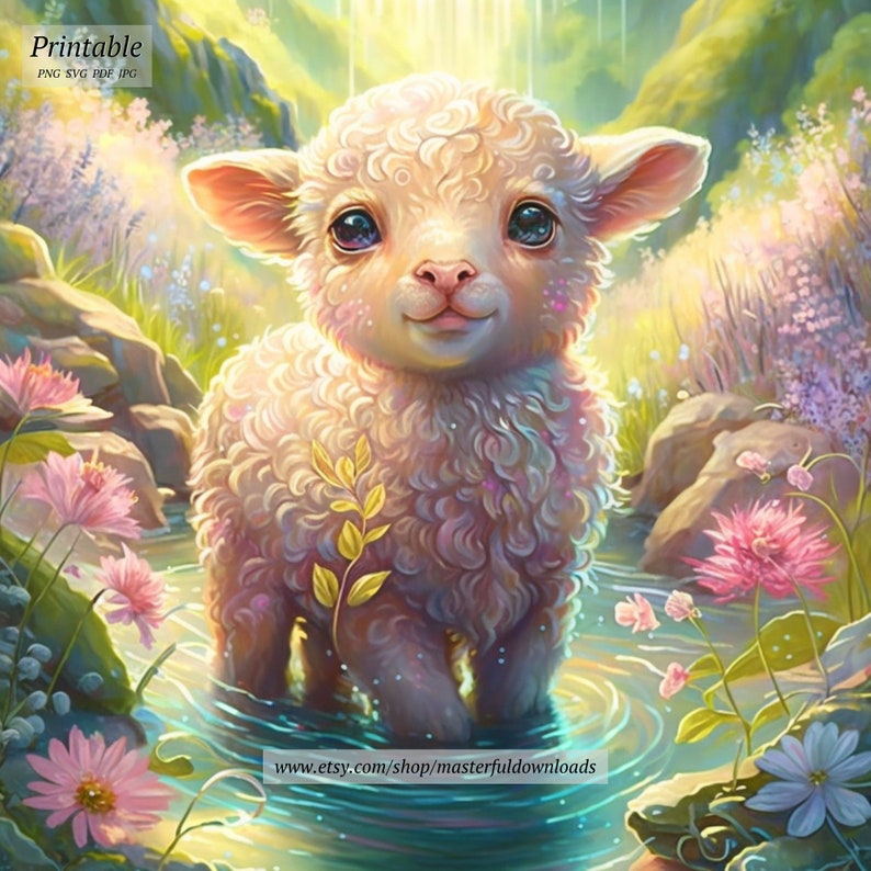 Printable Lamb Art Illustration Design Instant Download Image - Etsy