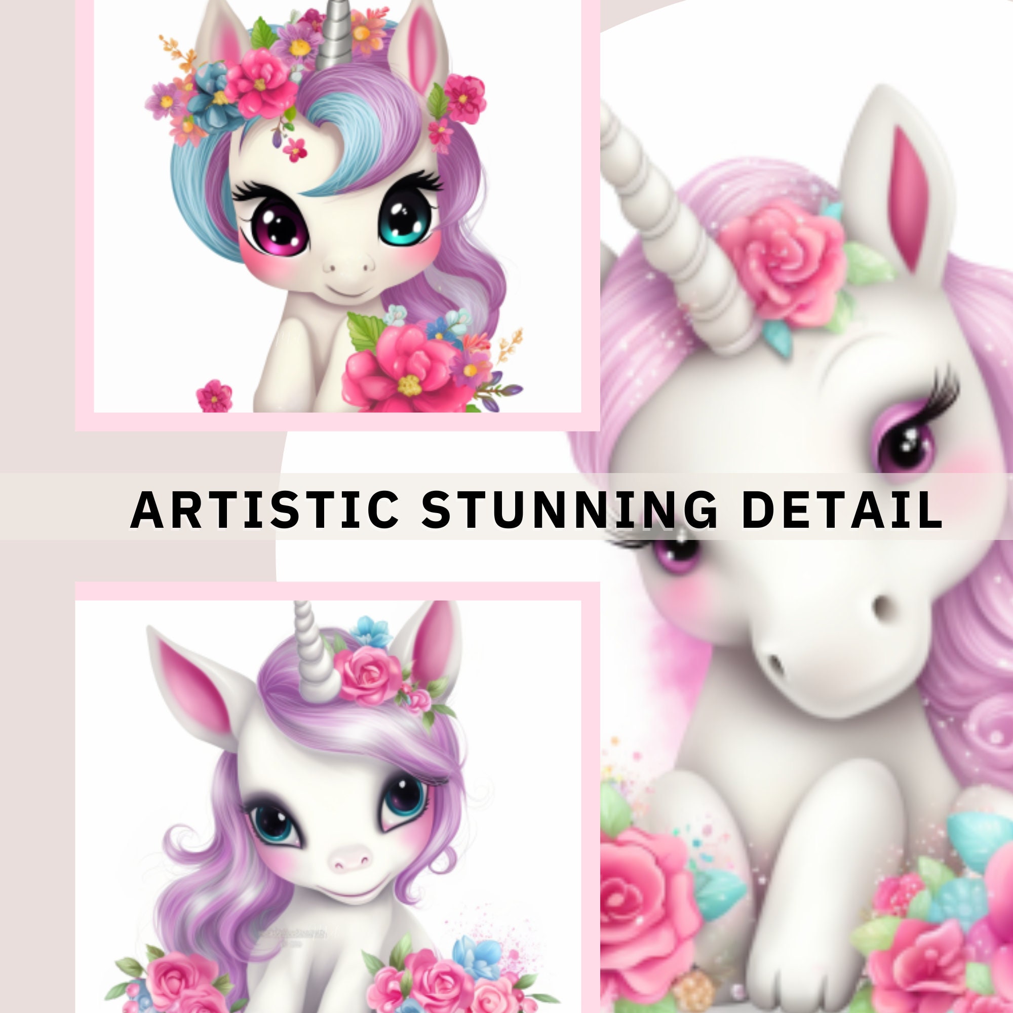 5 Magical Baby Unicorns Clipart Bundle Printable Instant - Etsy