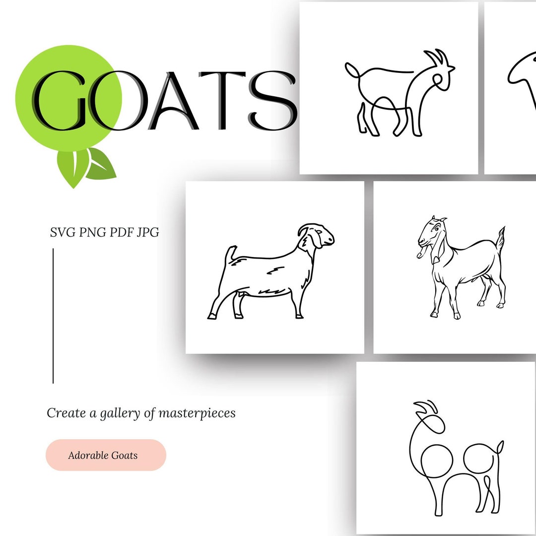 Beautiful Line Art Goats Digital Instant Download Clipart Animal Images ...