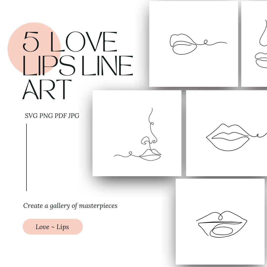 Lips of Love Line Art Printable Digital Womens Lips Clipart Images ...