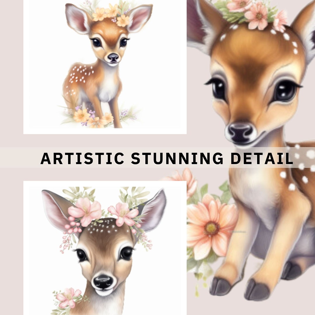 Majestic Fawn Deer Printable Clip Art Bundle 5 Instant Digital Download ...