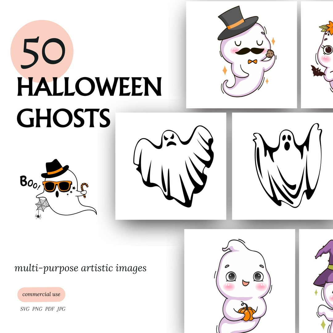 Spooky Halloween Ghosts Digital Clip Art Pack - Etsy