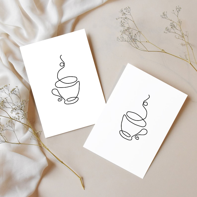 Coffee Latte Line Art Printable Clipart Images Instant Download Designs ...