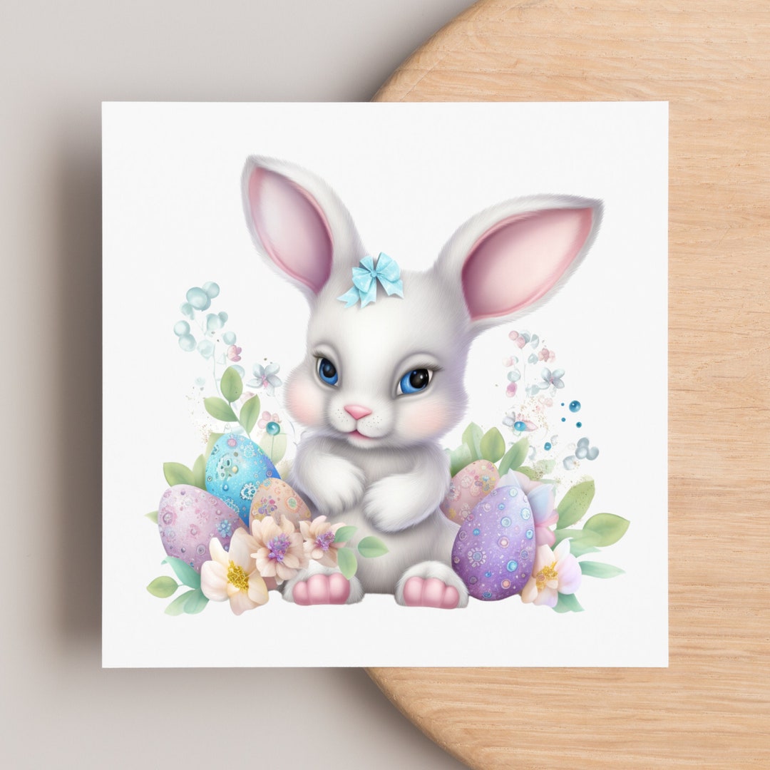 Cute Easter Bunny Rabbit Clipart Digital Image Printable Instant ...