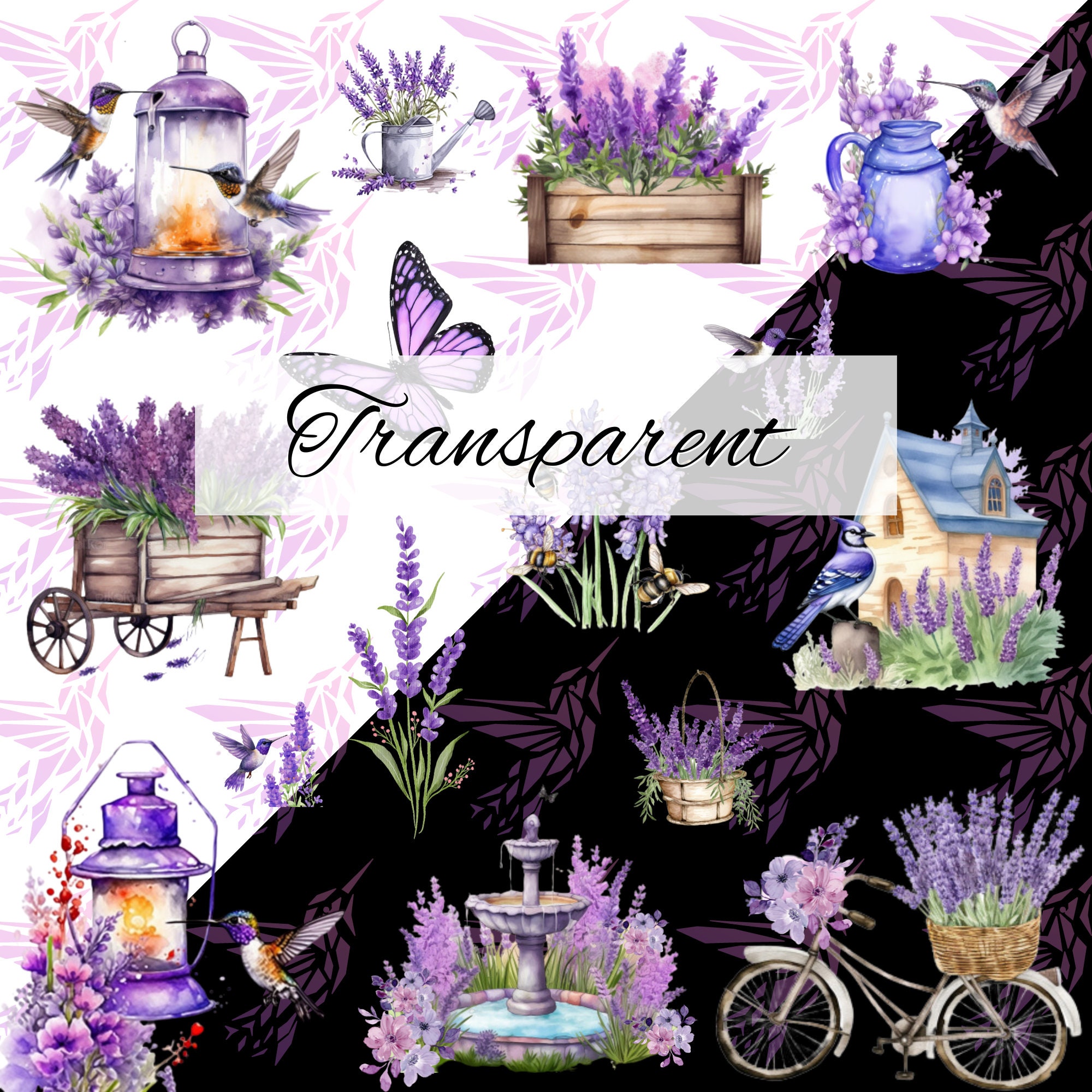 Printable Lavender Flowers Clipart Bundle Files Instant Digital ...