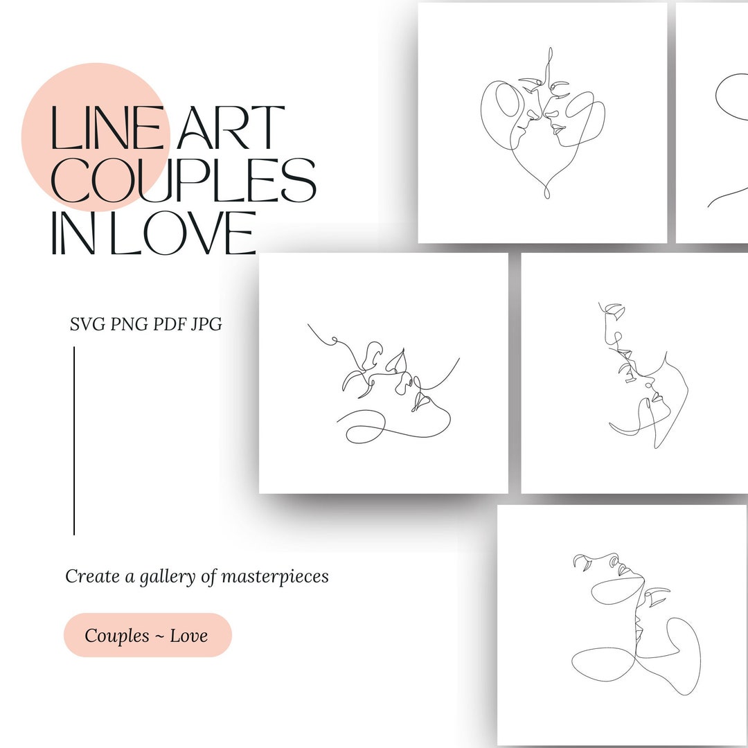 Love Couples Line Art Digital Clipart Images Valentines Day Printable ...