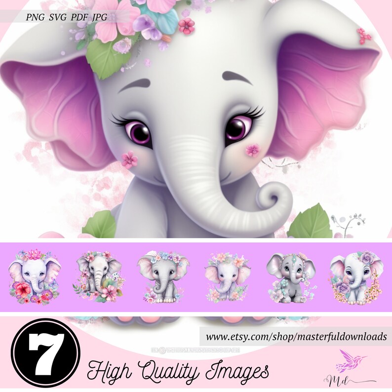 Cute Baby Elephant Printable Clipart Bundle Instant Download - Etsy