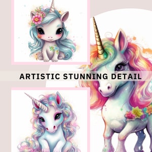 Cute Cartoon Baby Unicorns Clipart Instant Download Printable Digital ...