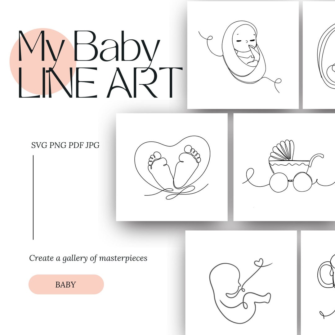 Newborn Baby Line Art Minimalist Digital Bundle (digital Download) - Etsy