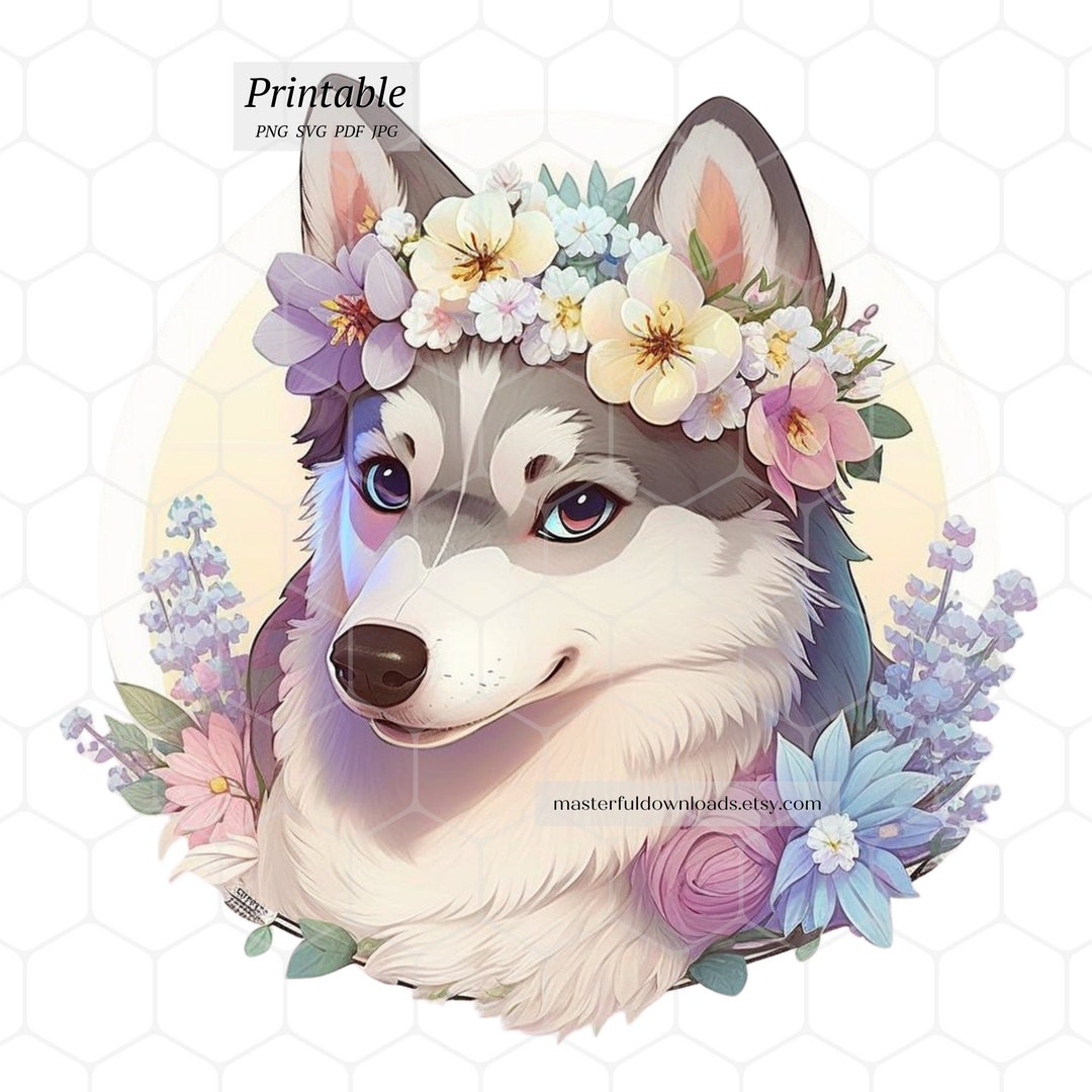 Printable Cute Husky Dog Digital Design Instant Download Image - Etsy
