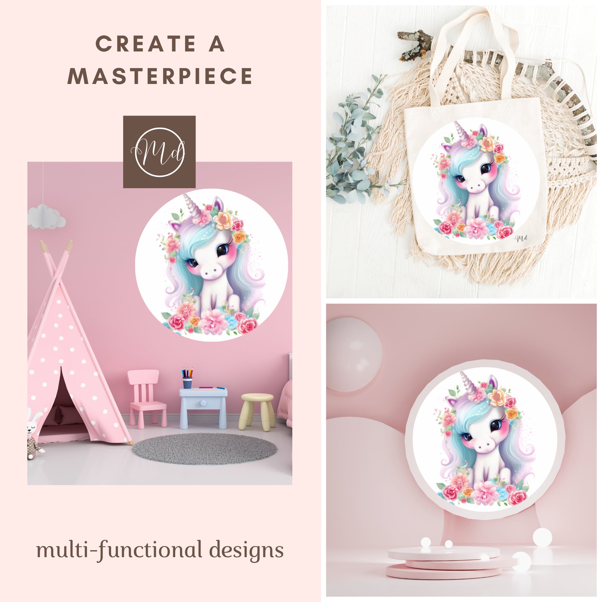5 Magical Baby Unicorns Clipart Bundle Printable Instant - Etsy