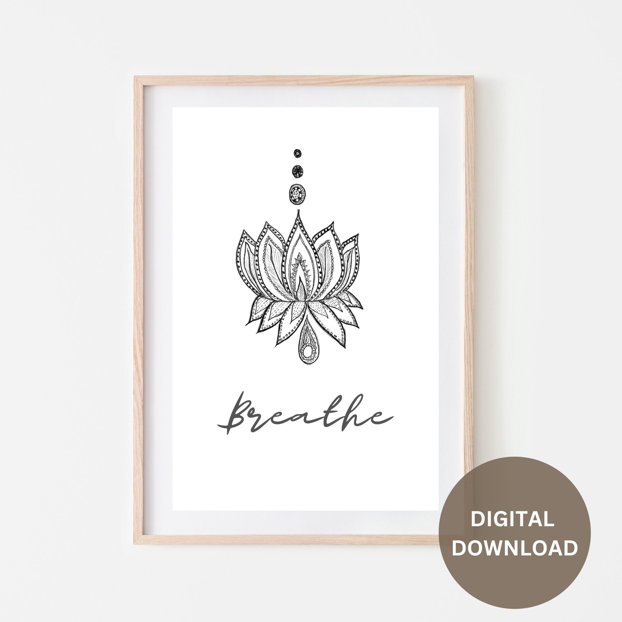 Lotus Flower Sketch Printable, Yoga Meditation Wall Art (PDF) - Etsy