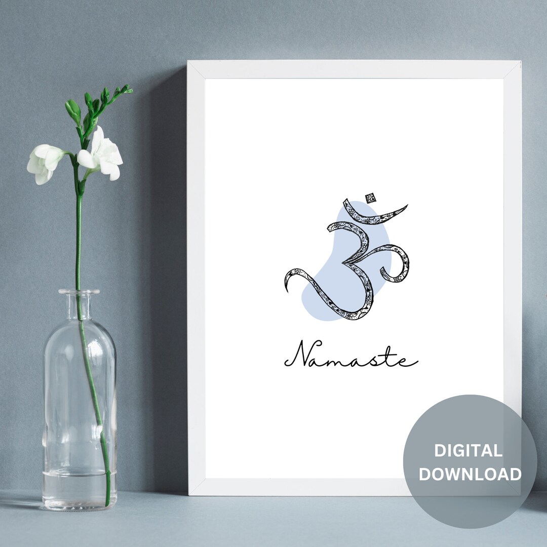 Blue Om Symbol Print, Namaste Poster, Calming Yoga Decor (digital ...
