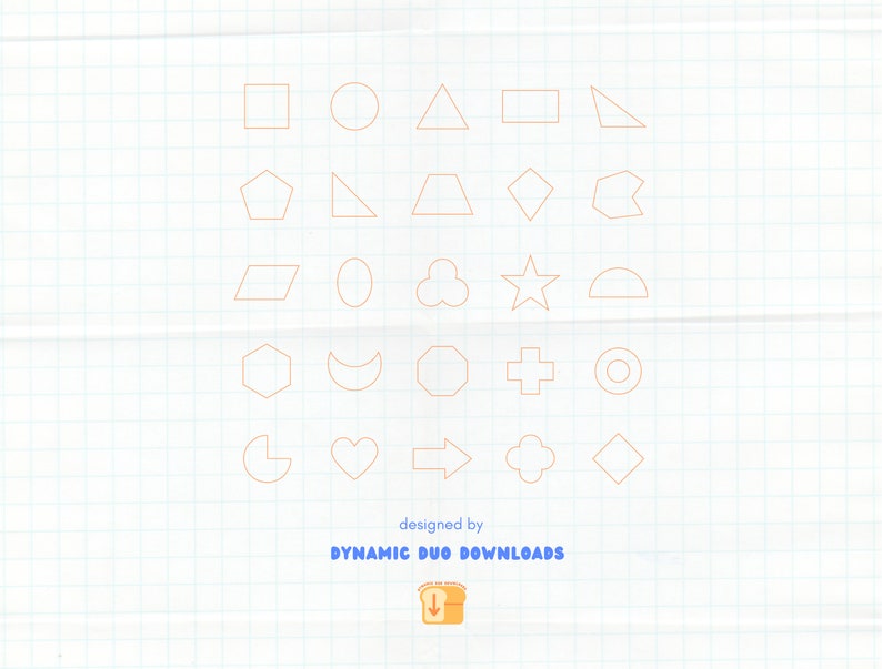 25 Simple Shapes Digital Download | Scalable Solid & Outline Shapes ...