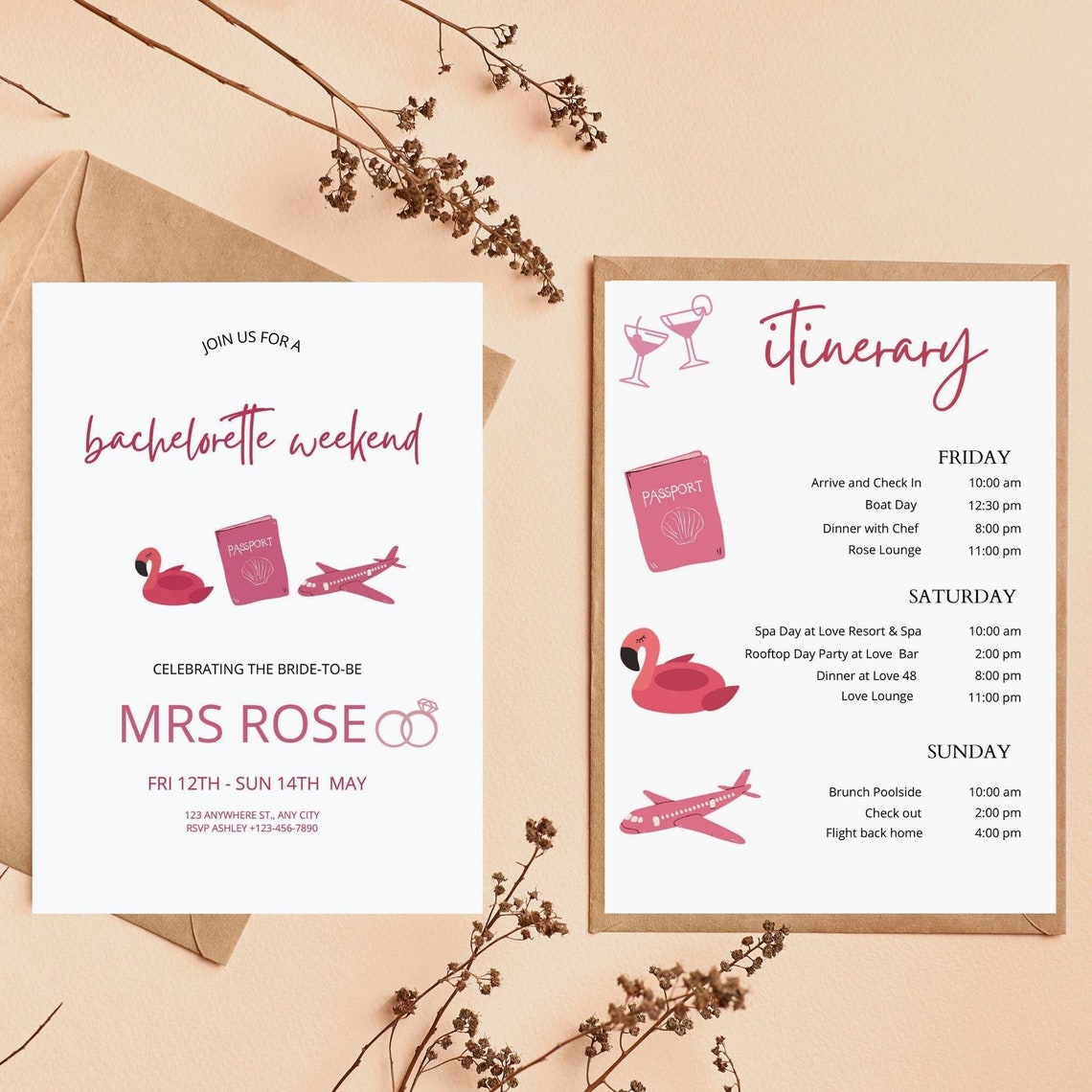 EDITABLE Bachelorette Invitation & Itinerary Template | Bachelorette ...