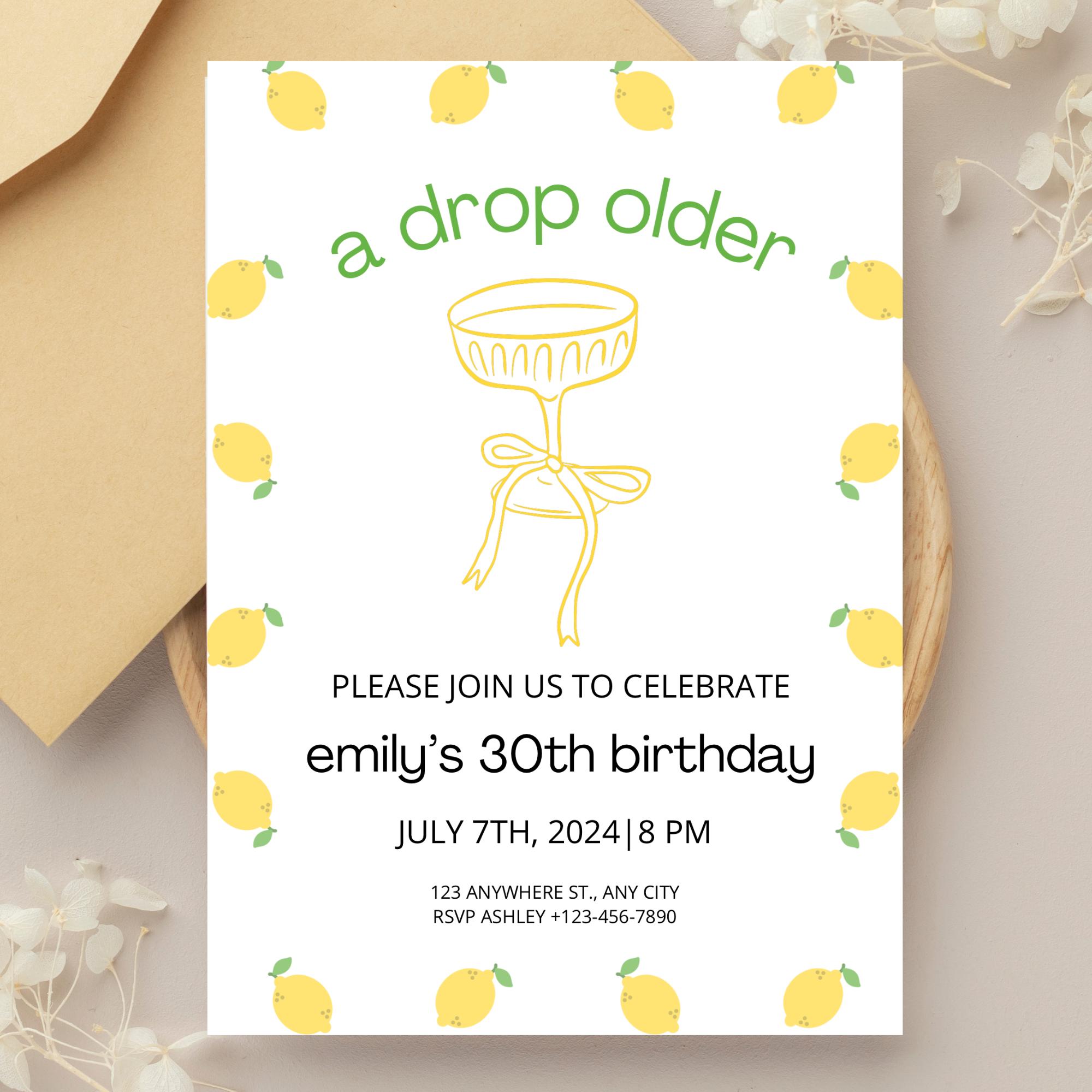 Editable A Drop Older Invitation Printable Template Instant Download ...