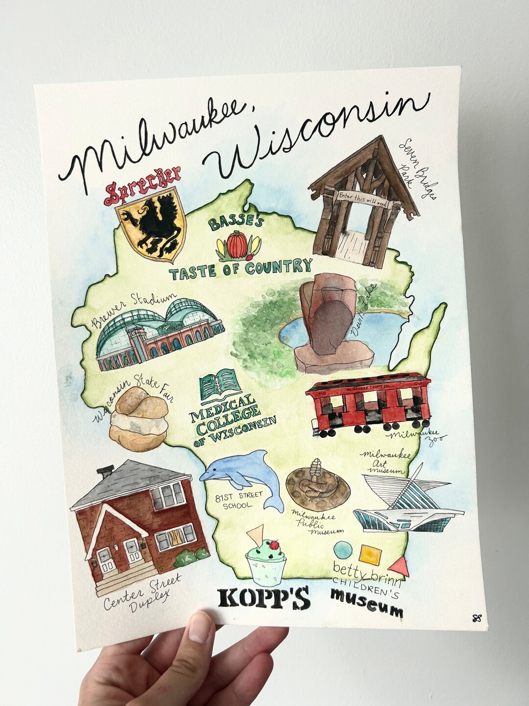 Custom City Watercolor Painting- Map, Home Decor - Etsy