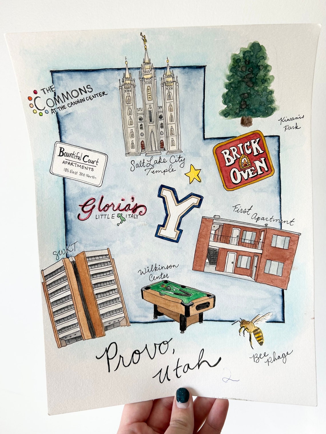 Custom City Watercolor Painting- Map, Home Decor - Etsy