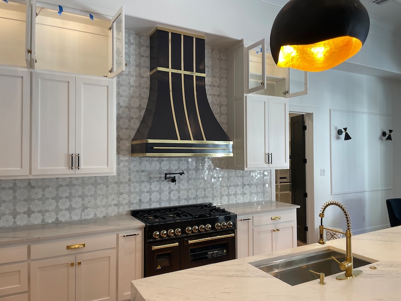 Custom Range Hood Monarch Collection, Black and High Polished Brass. - Etsy