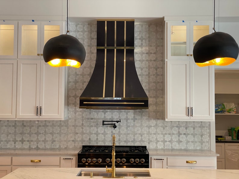 Custom Range Hood Monarch Collection, Black and High Polished Brass. - Etsy