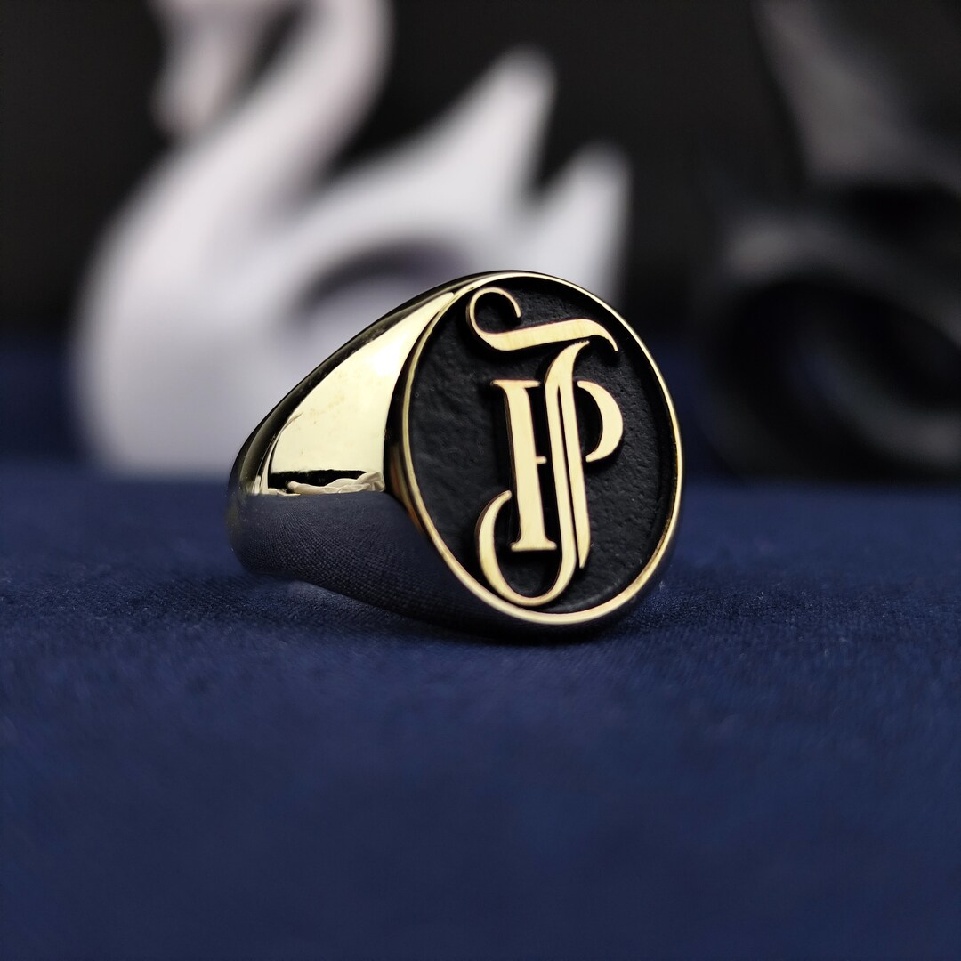 Personalized Signet Monogram Ring With Custom Initials for Men and ...