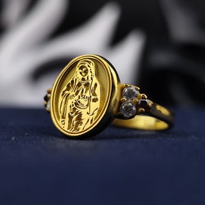 Gold Plated Virgin Mary Ring: Women's Catholic Signet - Etsy