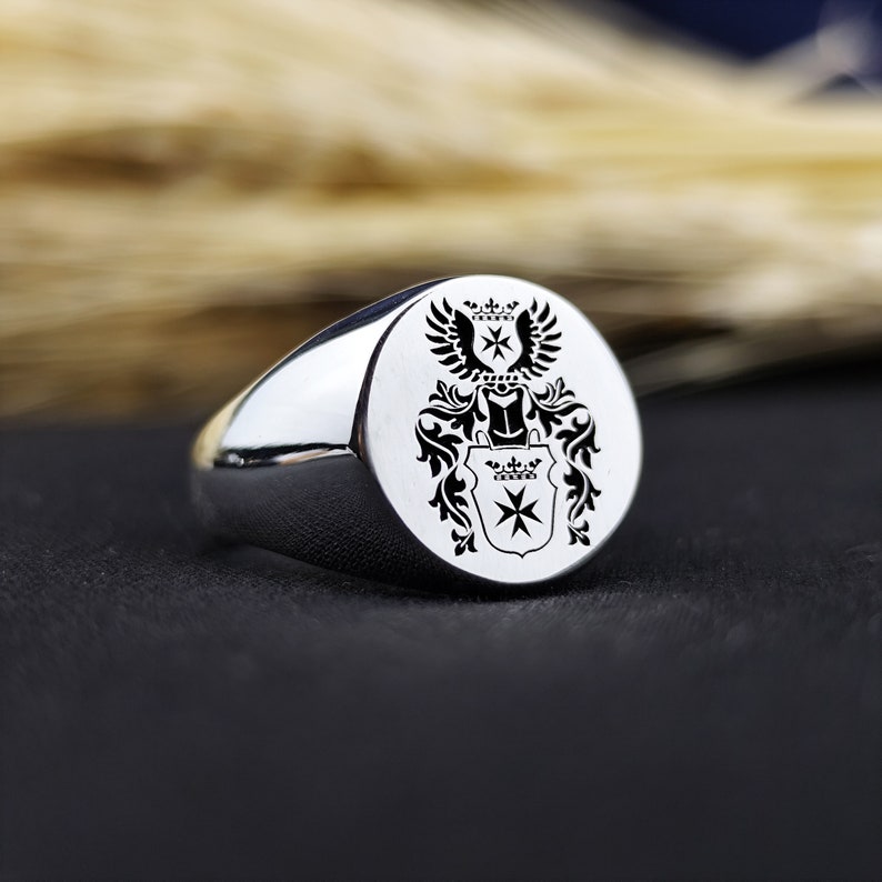 Custom Family Crest Signet Ring: Sterling Silver Heritage Jewelry - Etsy