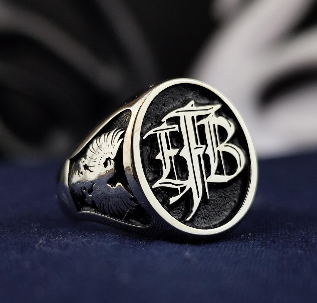 Custom Men’s Monogram Ring – Personalized Initials Signet Ring in Gold ...