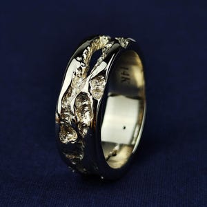 14K Gold Rustic Ring: Handmade Textured Band, Minimalist Jewelry - Etsy