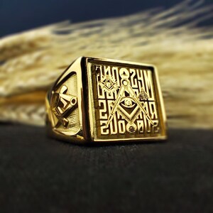 Gold and Silver Freemason Signet Ring for Men - Master Mason Jewelry ...