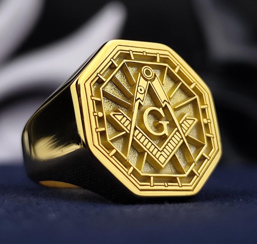 Elegant Freemason Signet Jewelry for Men Masonic Ring With Lodge Symbol ...