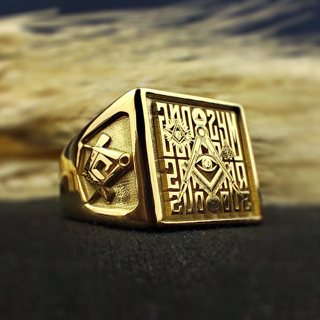 Gold and Silver Freemason Signet Ring for Men - Master Mason Jewelry ...